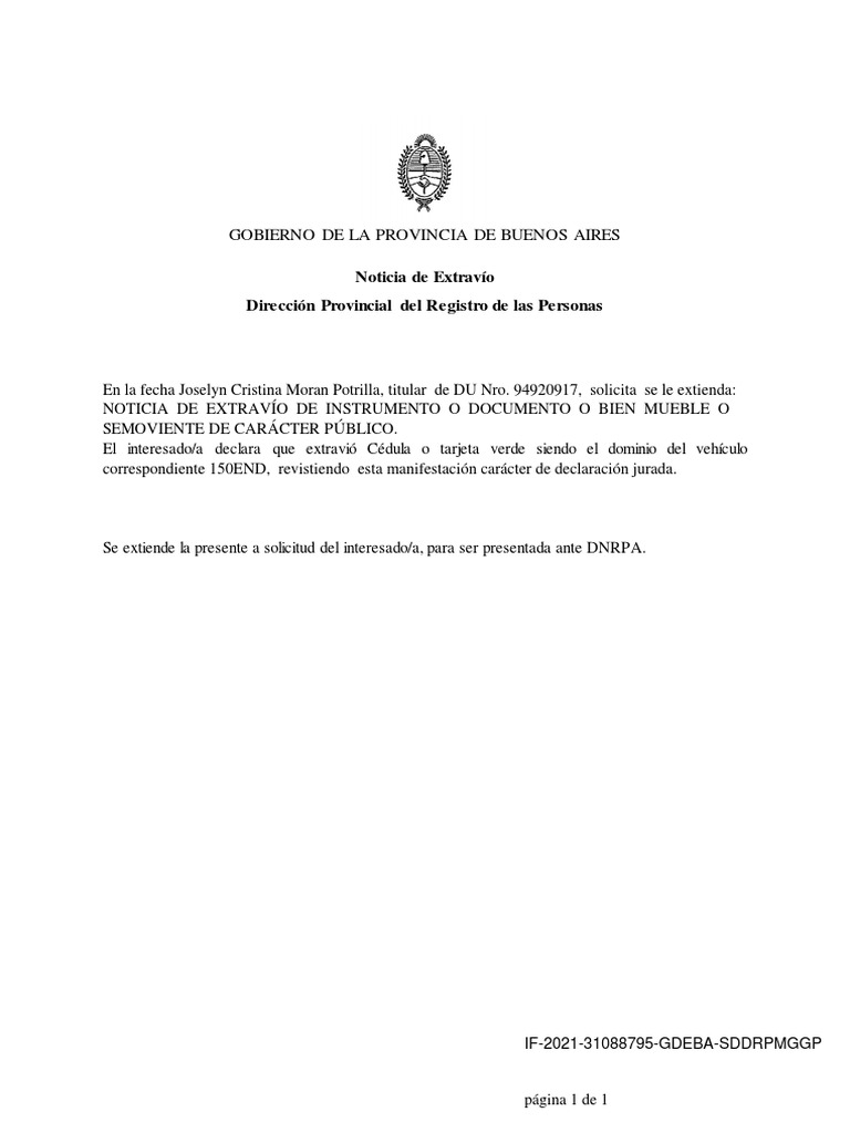 Extravio de Cedula | PDF | Gobierno