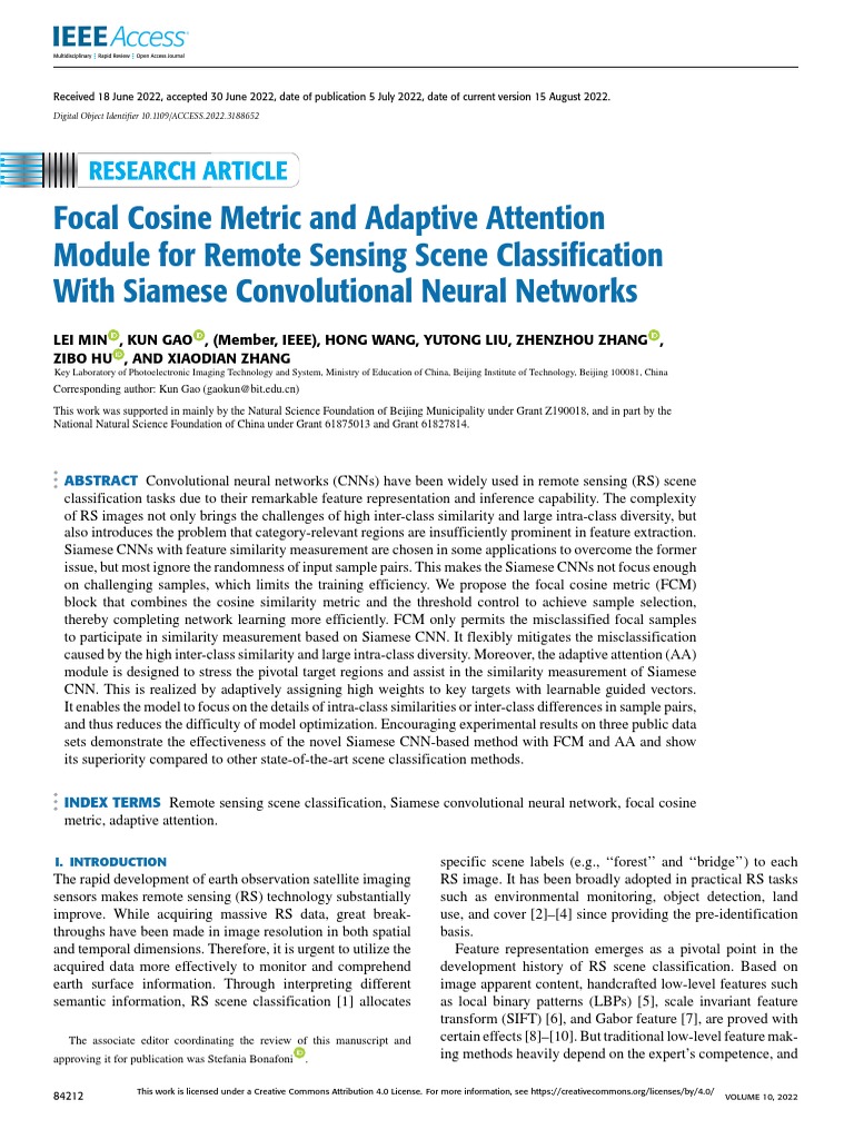 Focal Cosine Metric and Adaptive Attention Module For Remote Sensing Scene Classification With ...