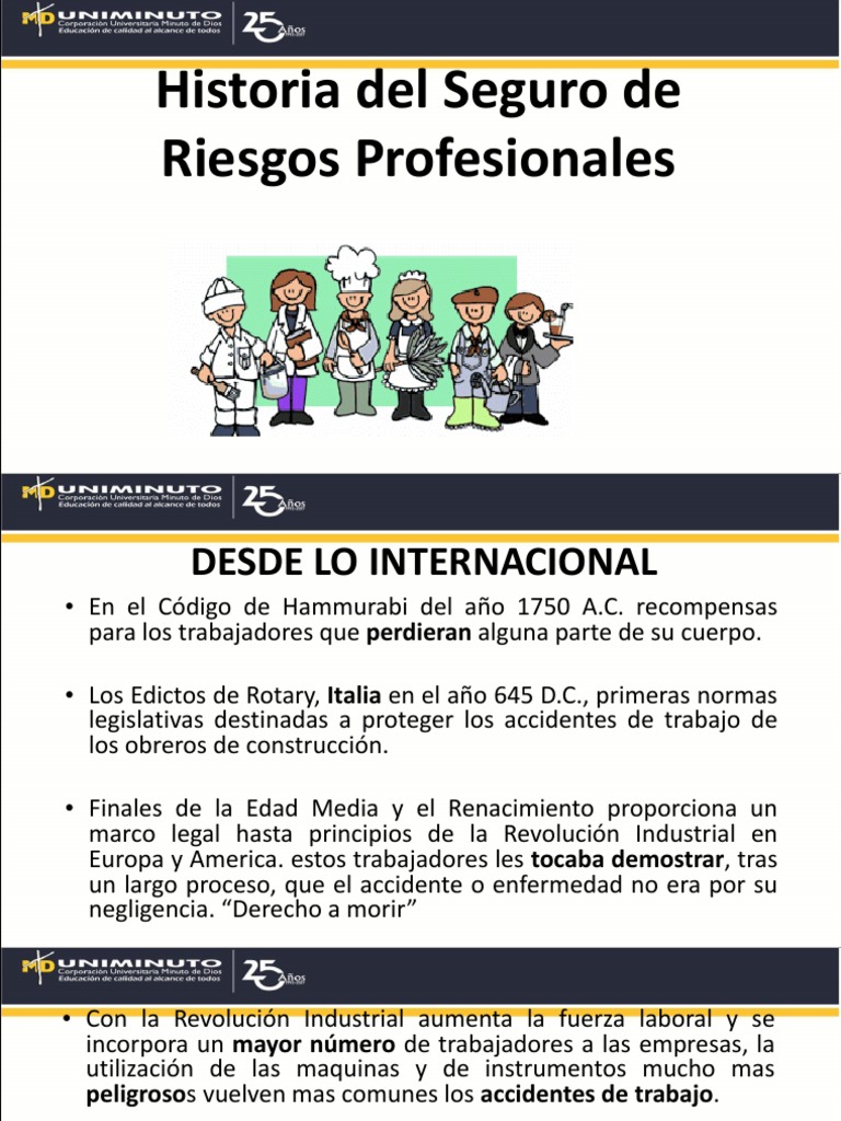 Historia Del Seguro de Riesgos Profesionales | PDF | Derecho laboral | Ciencias de la Salud