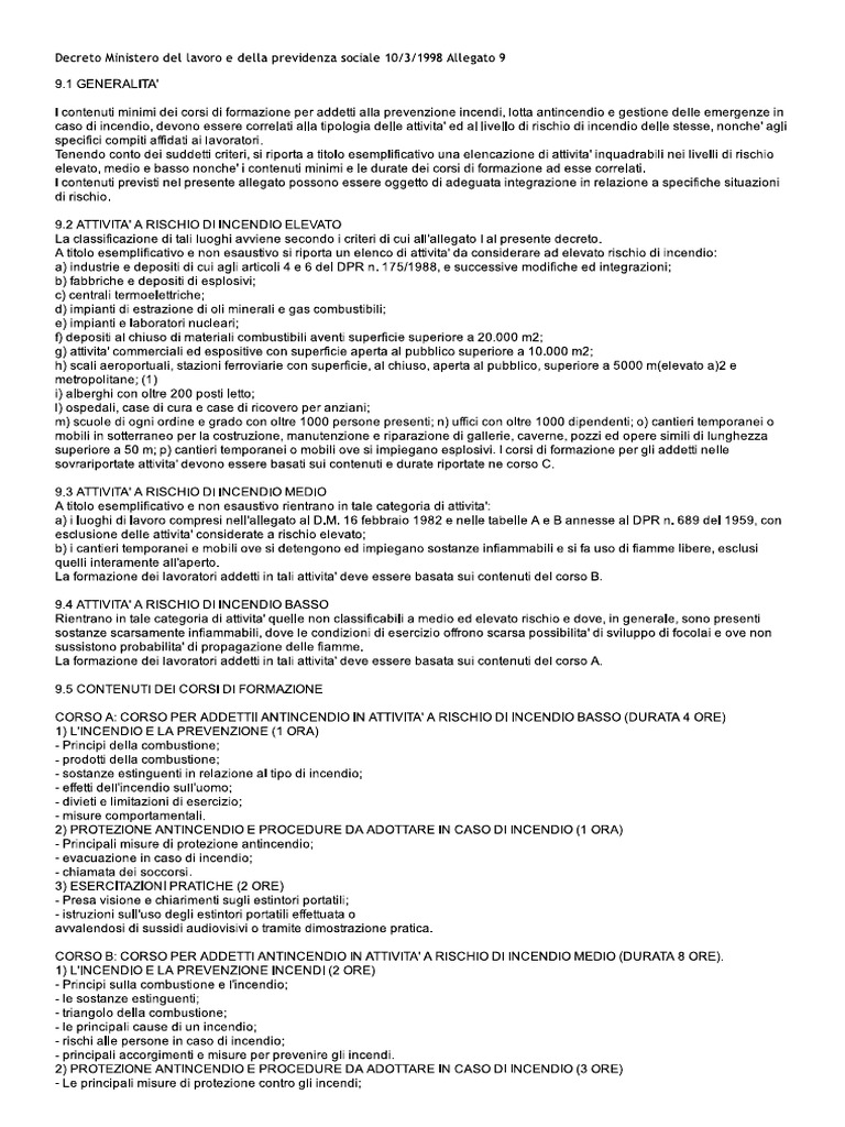 Allegato 9 DM 10-03-98 | PDF