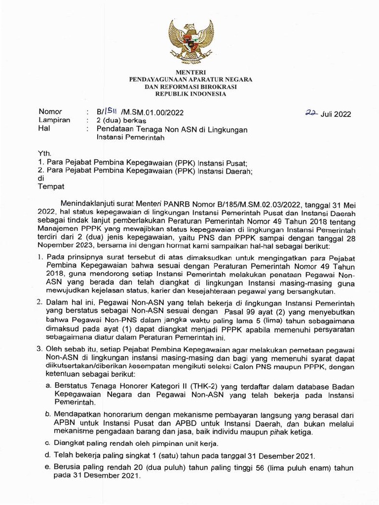 PPK Instasi Pusat Dan Daerah - Pendataan Tenaga Non ASN Di Lingkungan Instansi Pemerintah | PDF