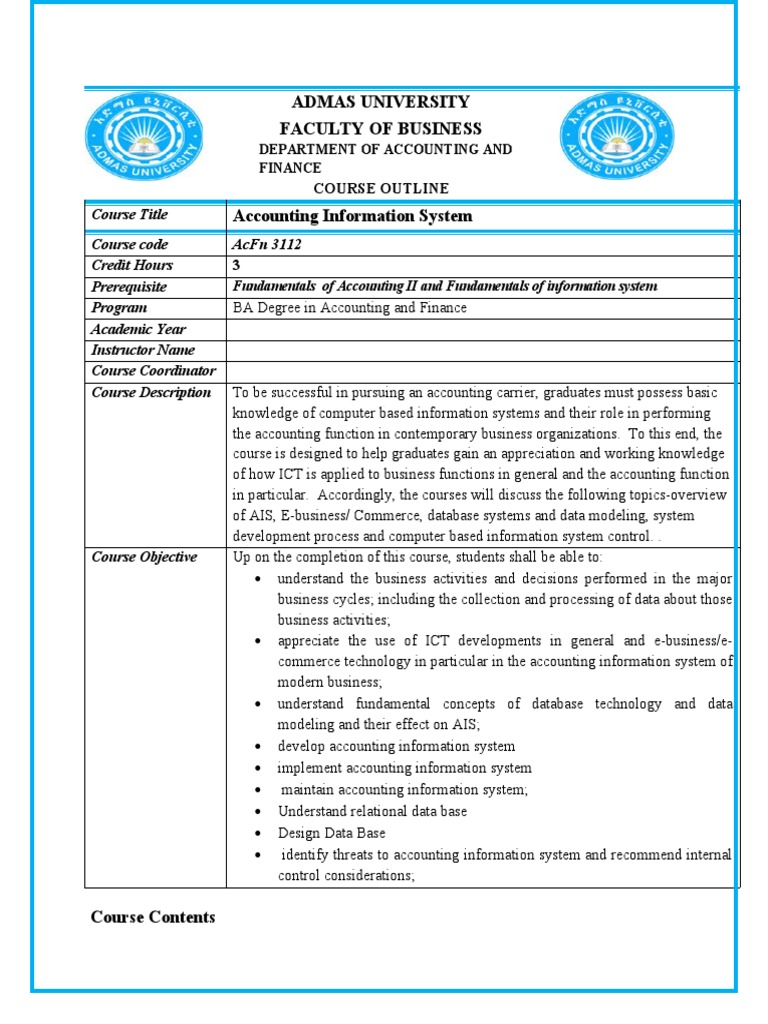 Admas University Faculty of Business | PDF | Information System | Databases