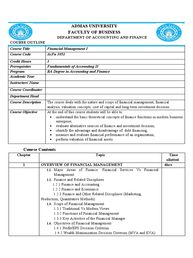 Admas University Faculty of Business: Department of Accounting and ...