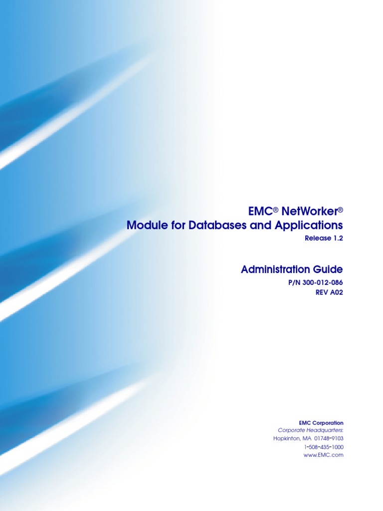 EMC NetWorker Module For Databases and Applications (NMDA) 1.2 ...
