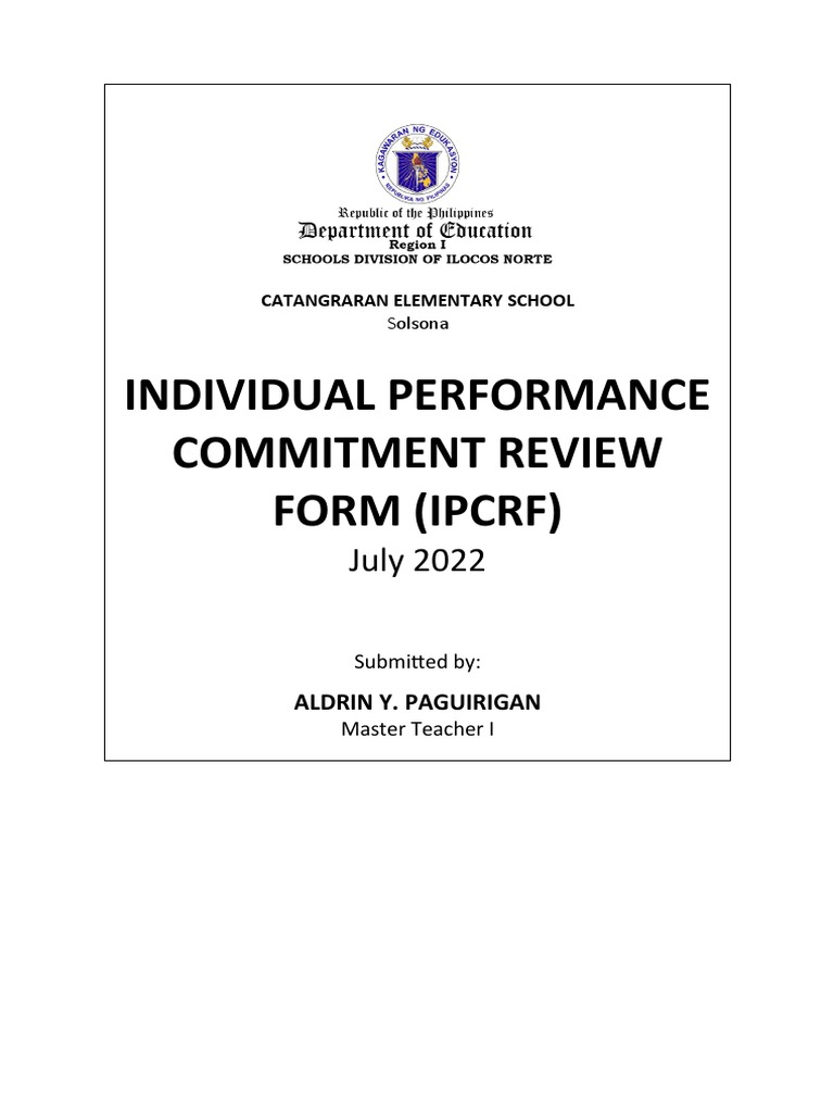 COVER PAGE - Ipcrf | PDF
