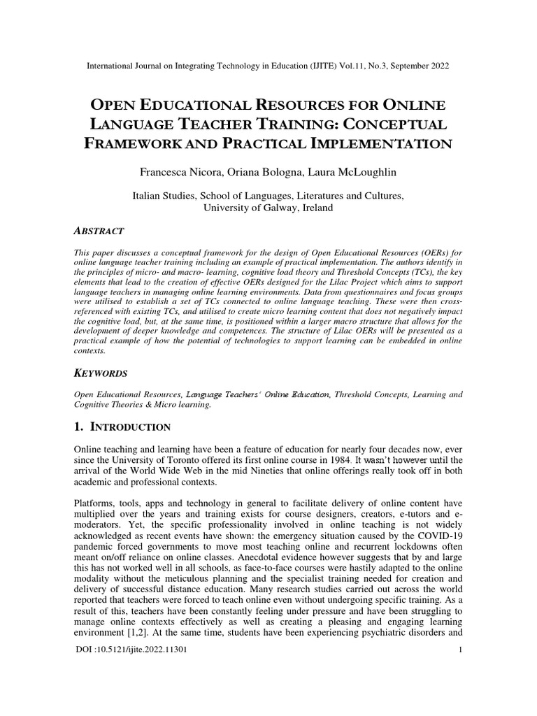 Oer Framework For Online Language Training Pdf Educational