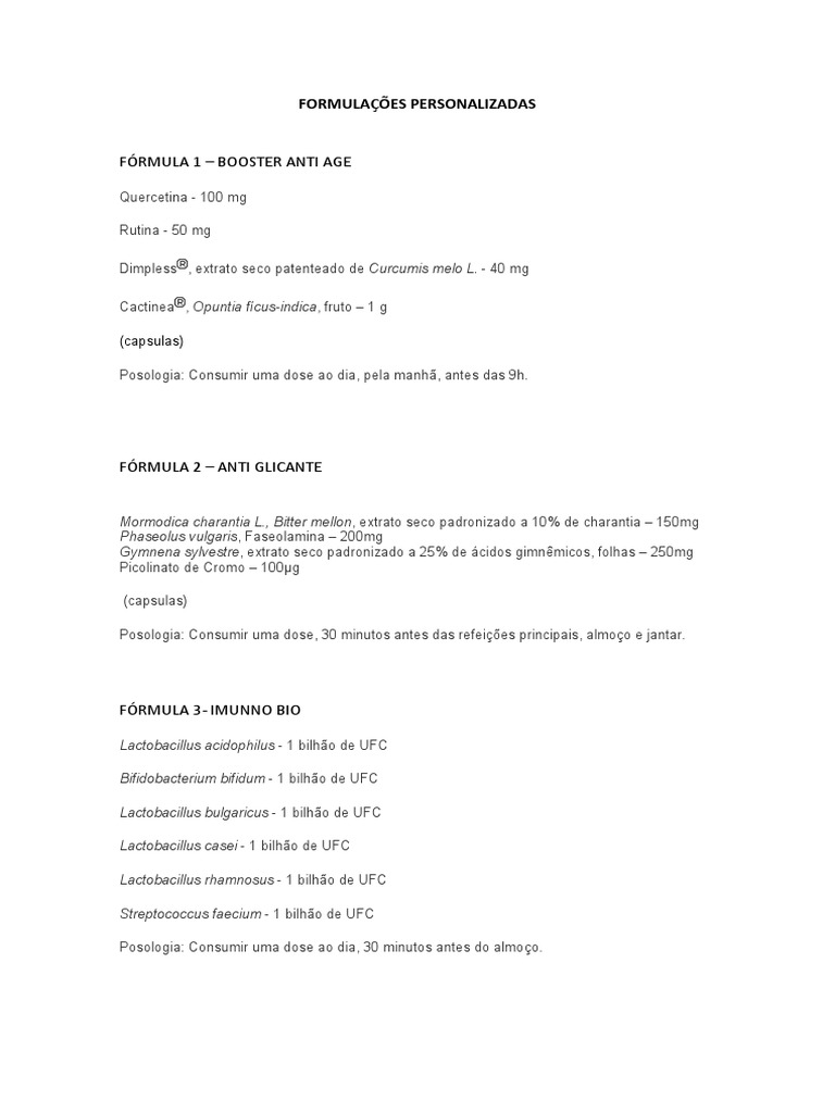 Formulações Personalizadas | PDF