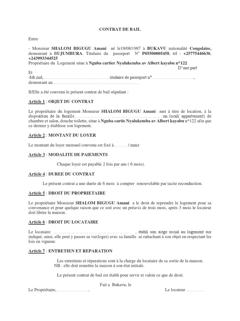 Contrat de Bail | PDF