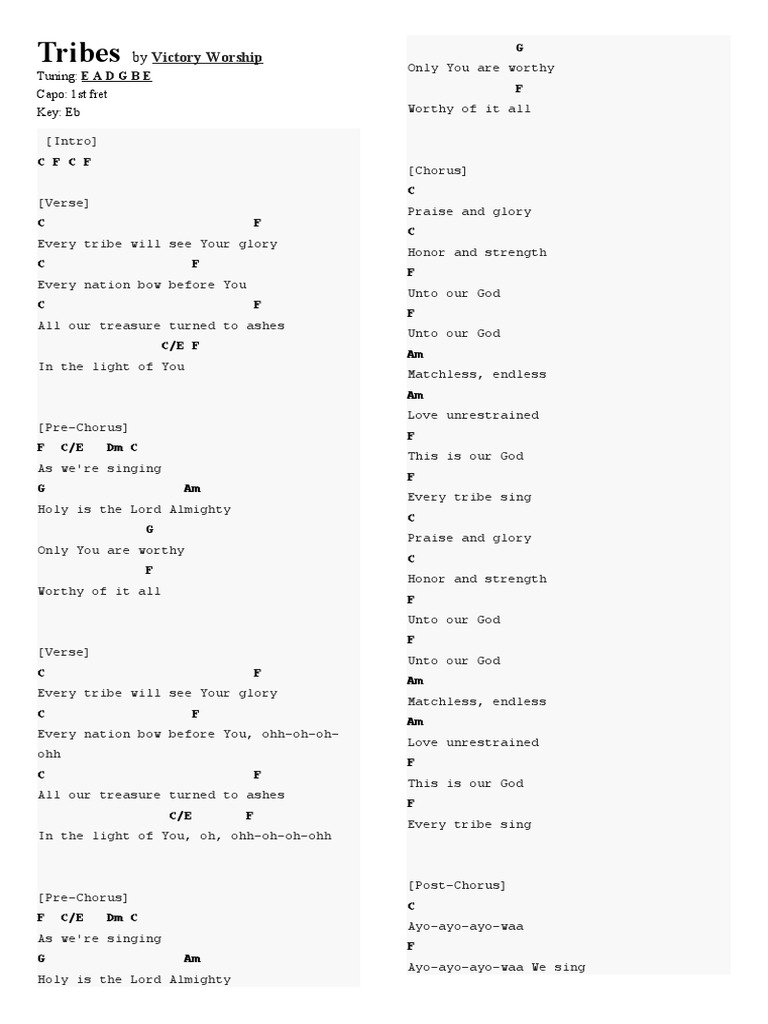 Tribes - Keoy of C Capo 1 | PDF | Song Structure