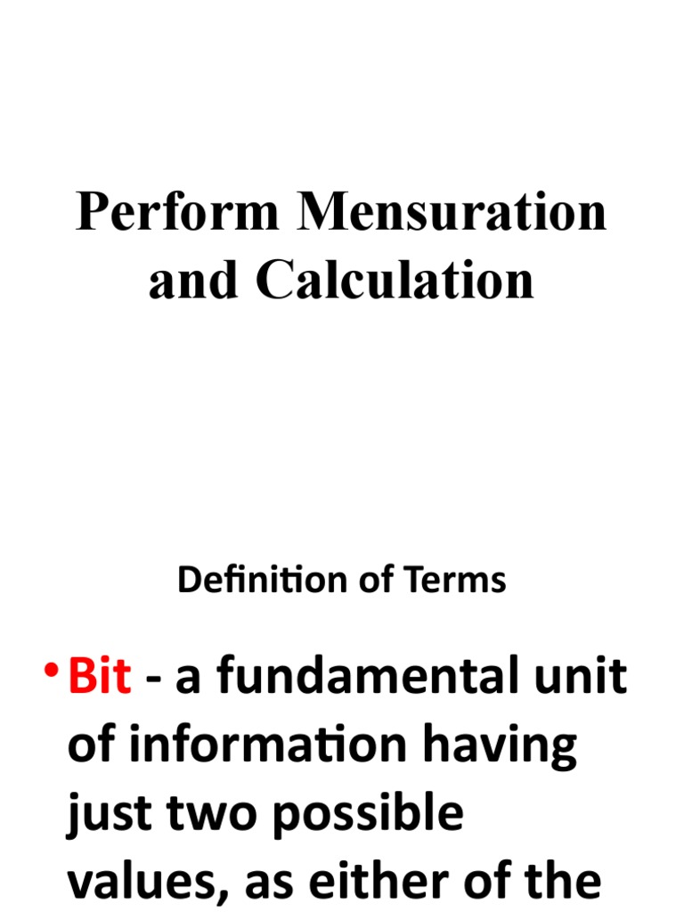 Perform Mensuration and Calculation | PDF | Computer Data Storage | Usb ...
