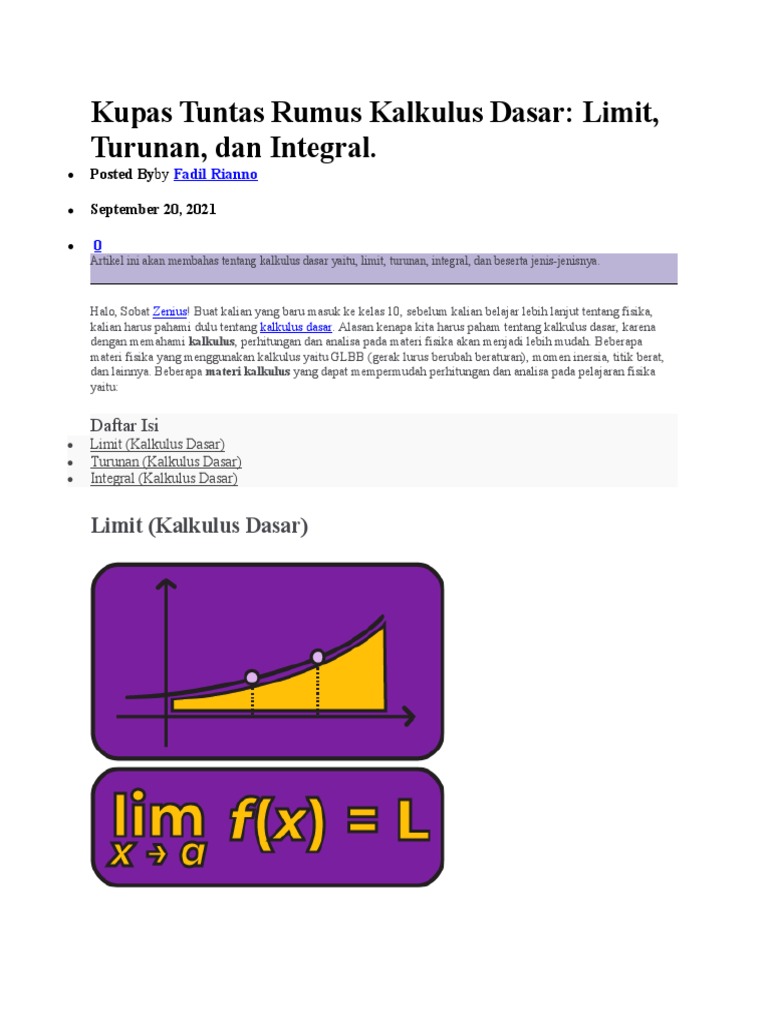 Kupas Tuntas Rumus Kalkulus Dasar | PDF