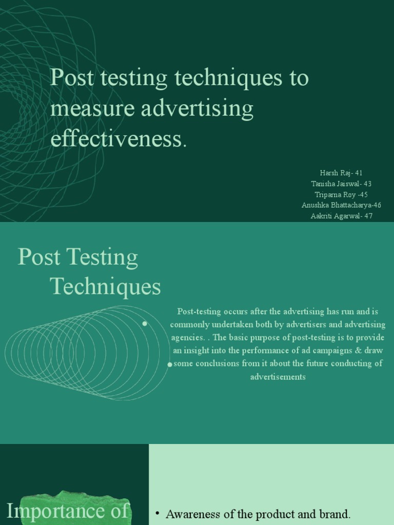Post Testing Techniques To Measure Advertising Effectiveness. | PDF ...