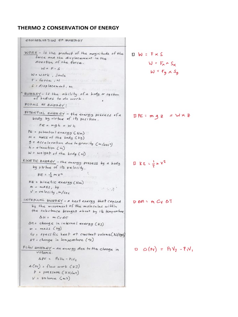THERMO 2 CONSERVATION OF ENERGY 2022 W - Solutions | PDF | Potential ...