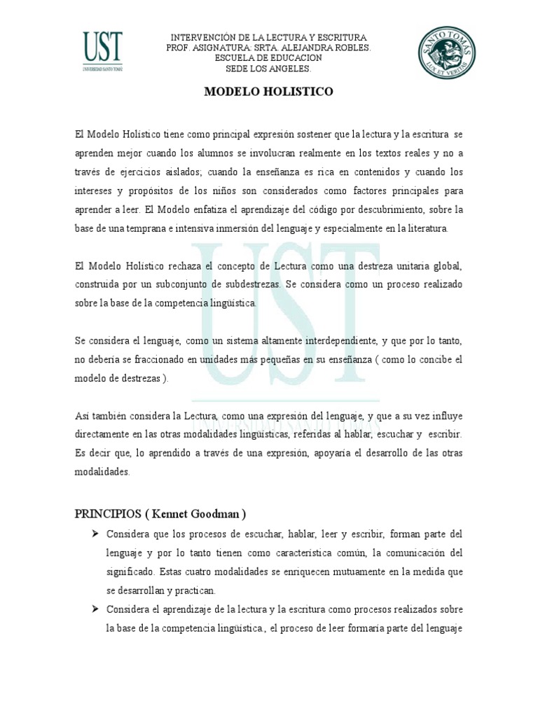 5 Modelo Holistico | PDF | Aprendizaje | Escritura