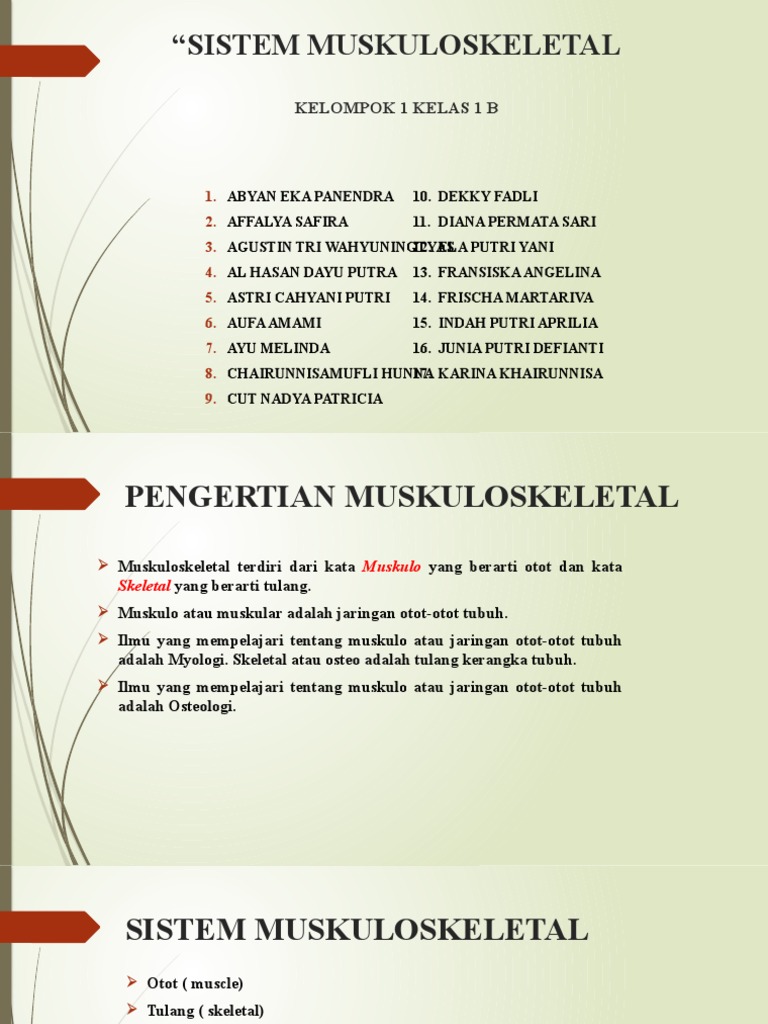 Sistem Muskuloskeletal PPT Kel.1-1 | PDF