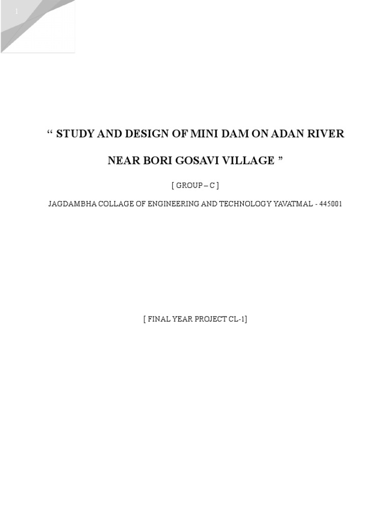 Mini Dam Design for Adan River Flood Control | PDF | Dam | Flood