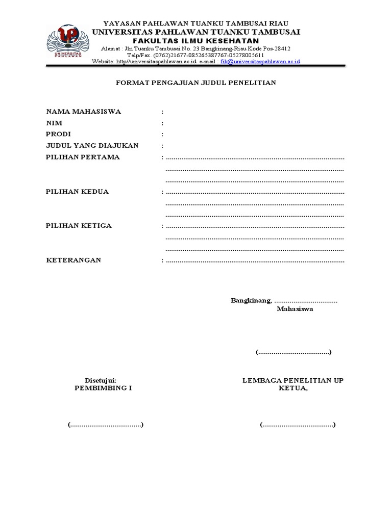 Format Pengajuan Judul Penelitian | PDF