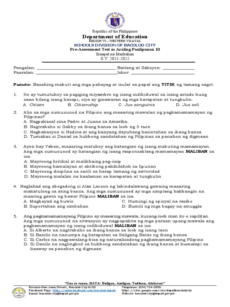 Ap10 Q4 Pretest Final Pdf