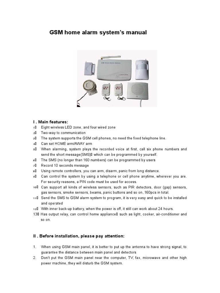 Silo - Tips - GSM Home Alarm System S Manual | PDF | Sensor | Telephone ...