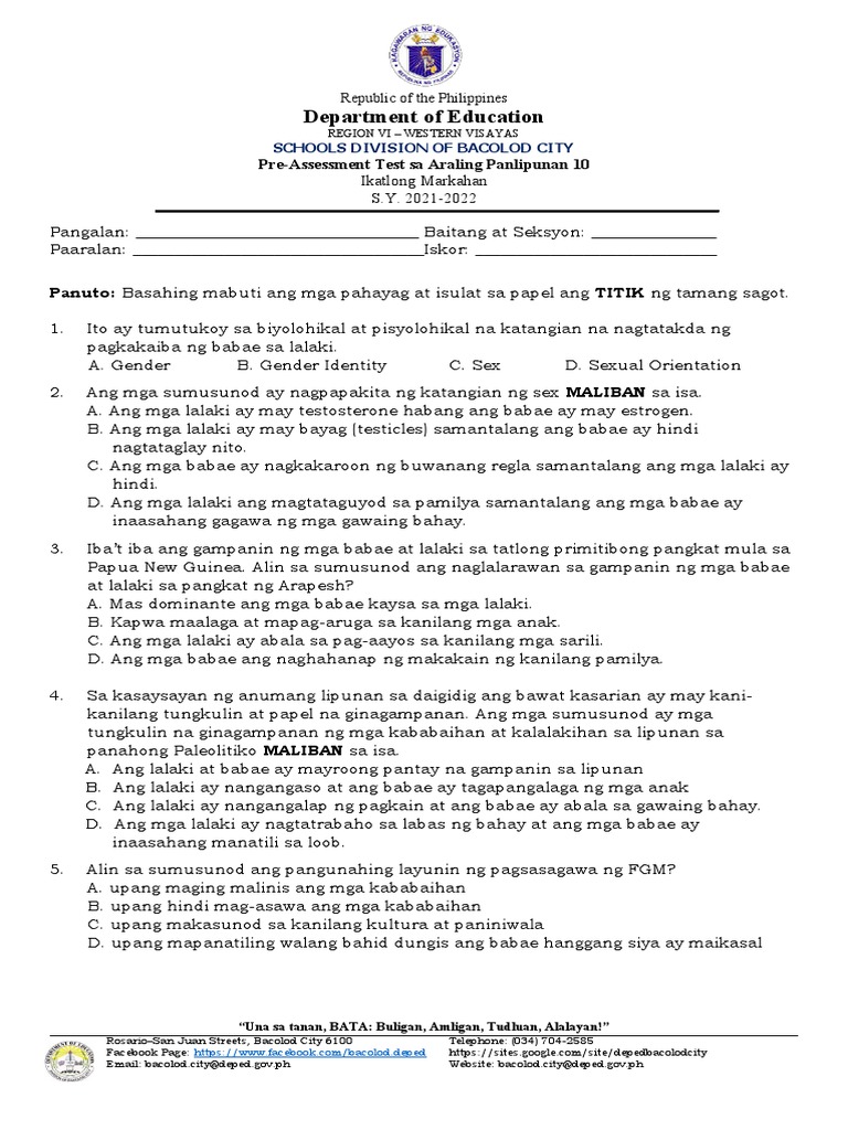 Ap10 Q3 Pretest Final Pdf