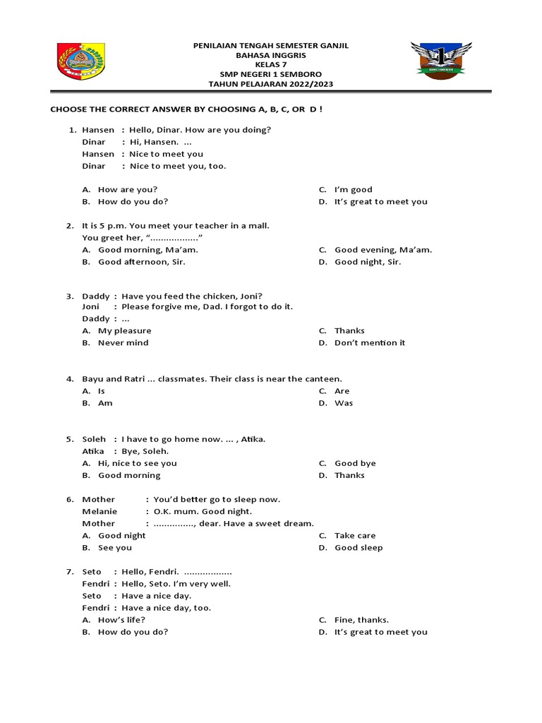 Remidi PTS BIG 7 GANJIL 2022-2023 Ok | PDF | Linguistic Morphology ...