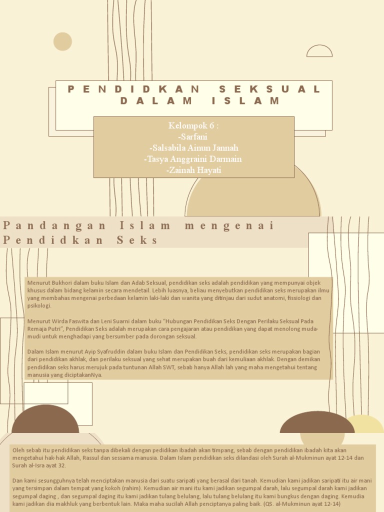 Pendidkan Seksual Dalam Islam: Kelompok 6: - Sarfani - Salsabila Ainun ...