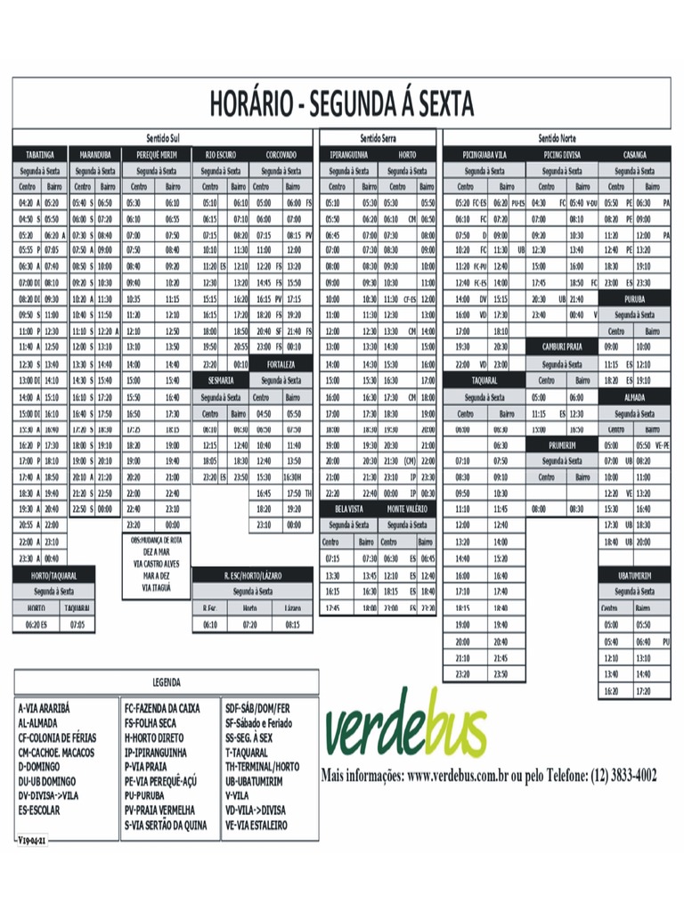 Tabela de Horario Seg A Sexta V 19-04-21 | PDF
