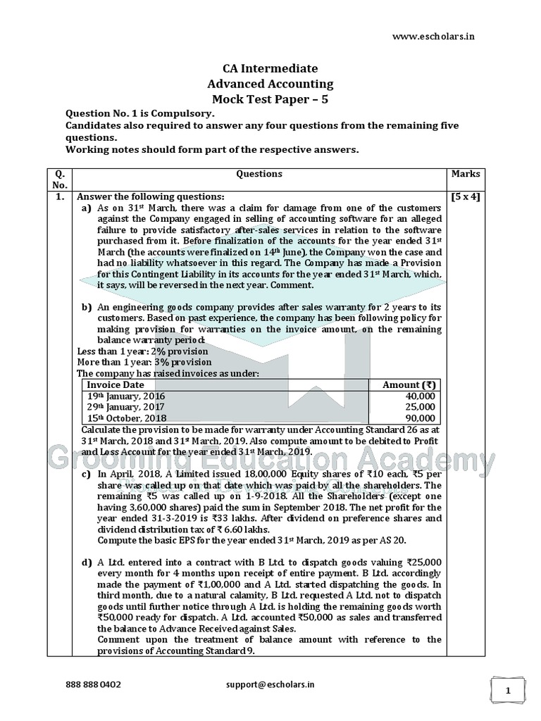MTP-5 Question | PDF | Equity (Finance) | Dividend