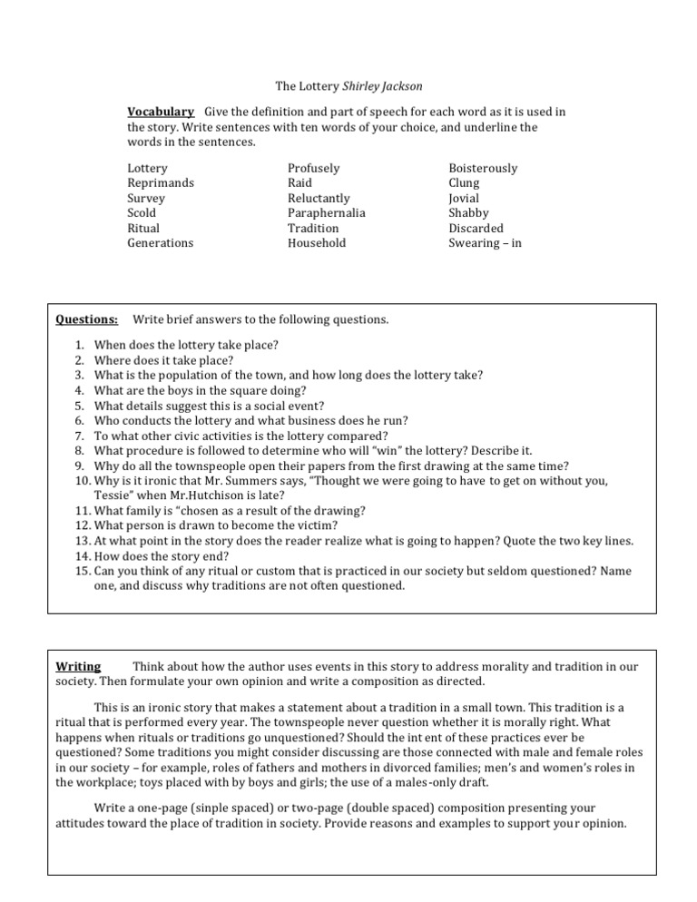 The Lottery Shirley Jackson | PDF