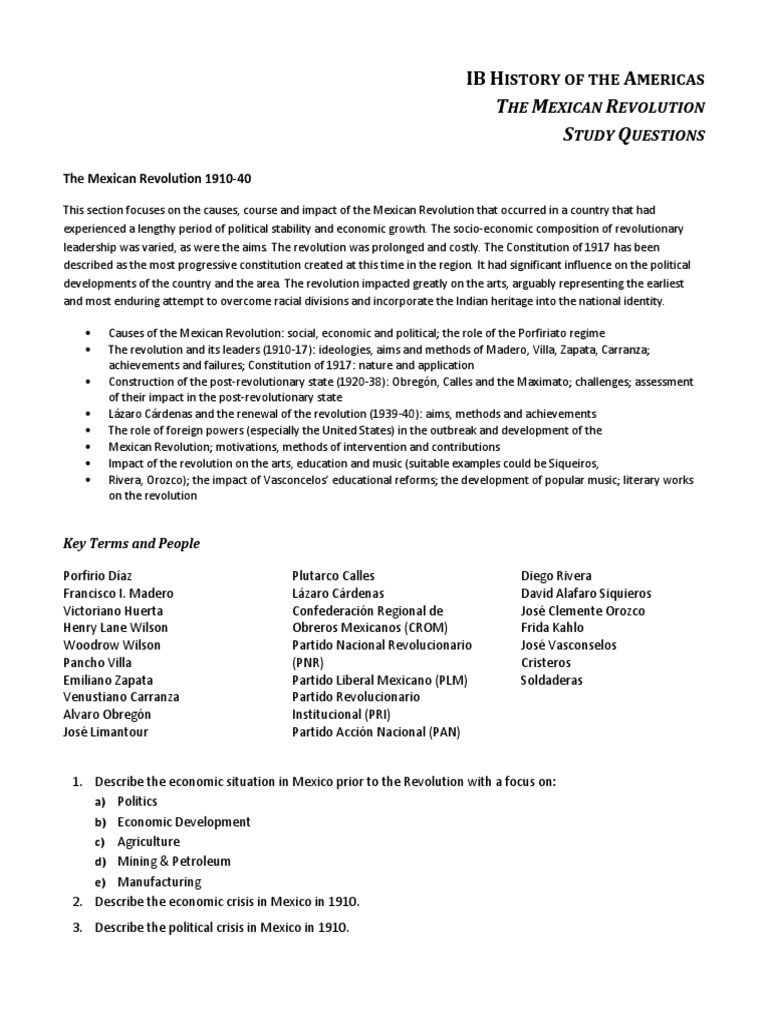 Mexican Revolution Study Guide 2018 | PDF | Mexican Revolution | Mexico