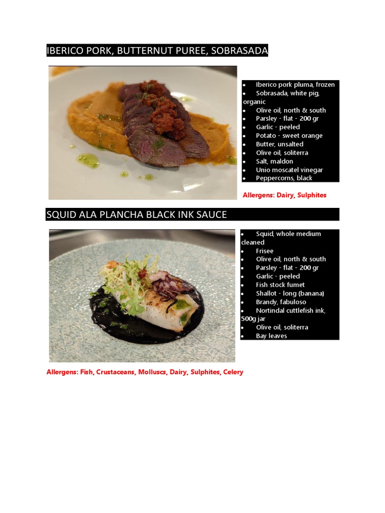 New Menu Dishes | PDF | Garlic | Foods