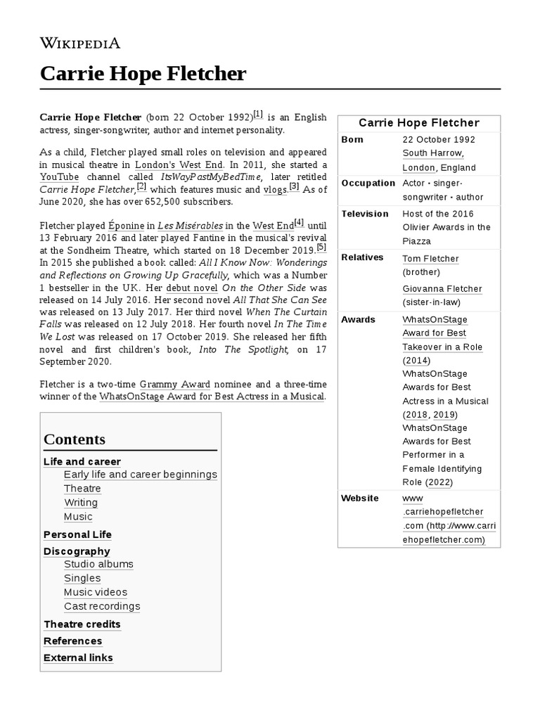 Carrie Hope Fletcher | PDF | Entertainment | Performing Arts