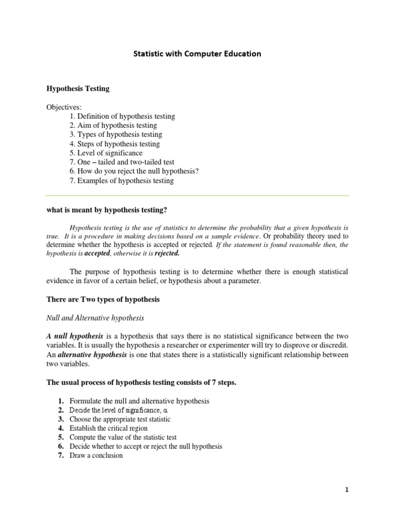 Hypothesis Pdf Statistical Hypothesis Testing Statistical 1450