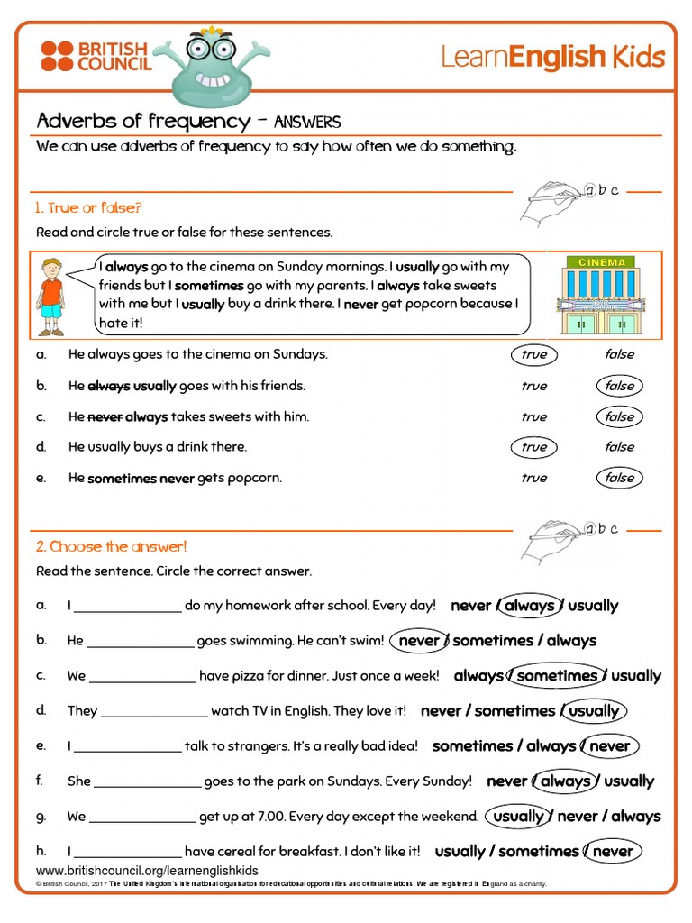Adverbs of Frequency - Answers | PDF