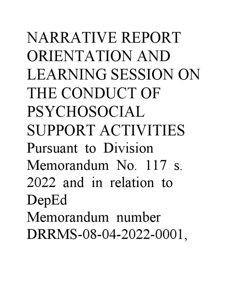 Psychosocial Narrative Report | PDF