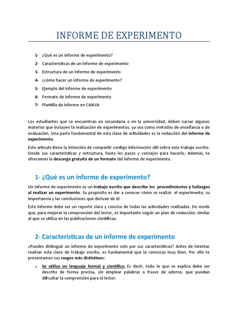 Formato-de-INFORME-DE-EXPERIMENTO - Formato Teoría y Ejemplos | PDF | Levadura | Experimentar