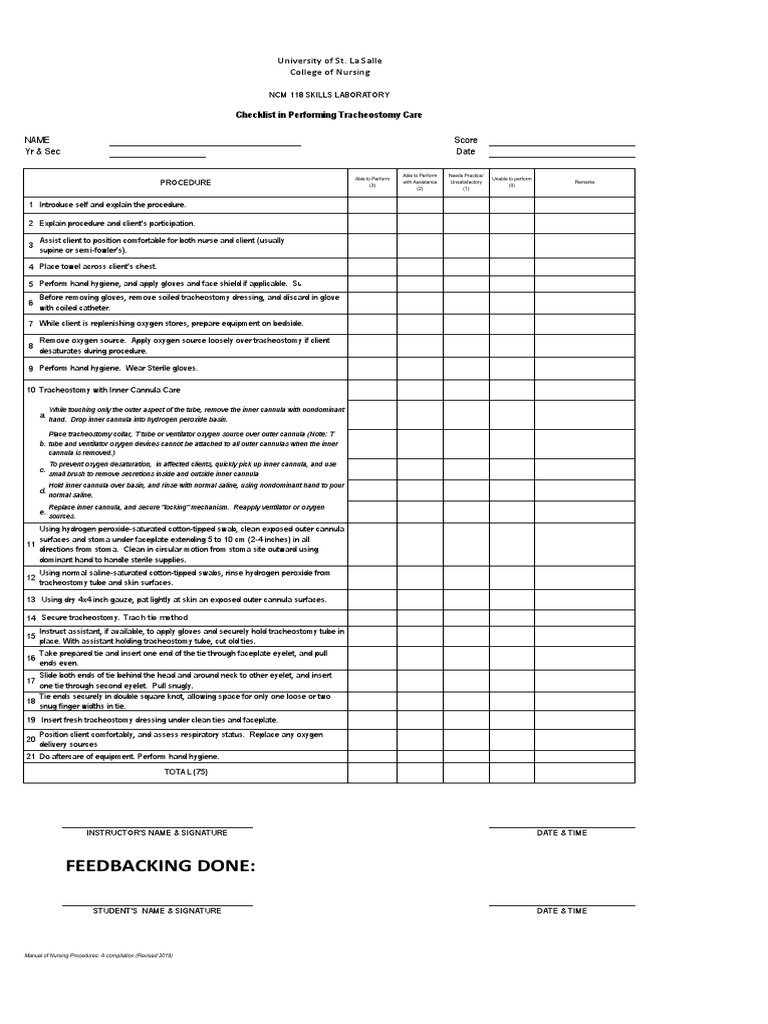 Tracheostomy Checklist Reviewed 2022 41 | PDF | Medical Specialties ...