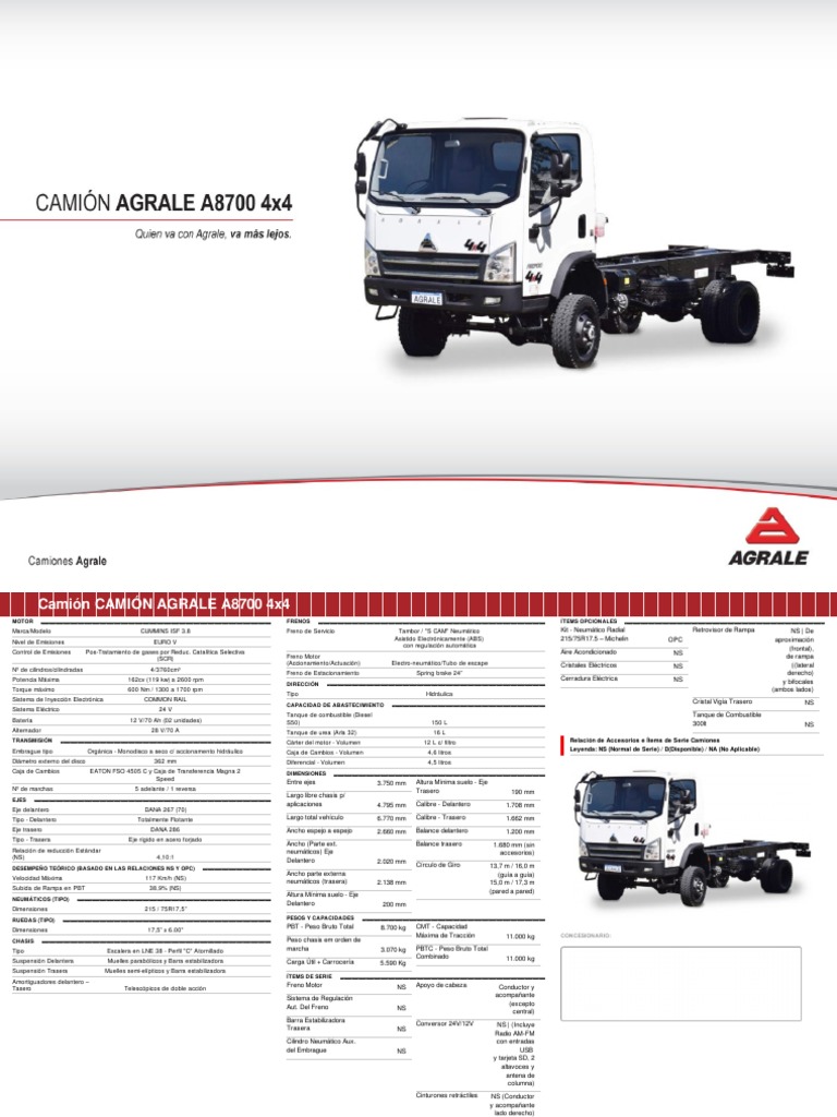 Camion Agrale A8700 4x4 | PDF | Eje | Camión