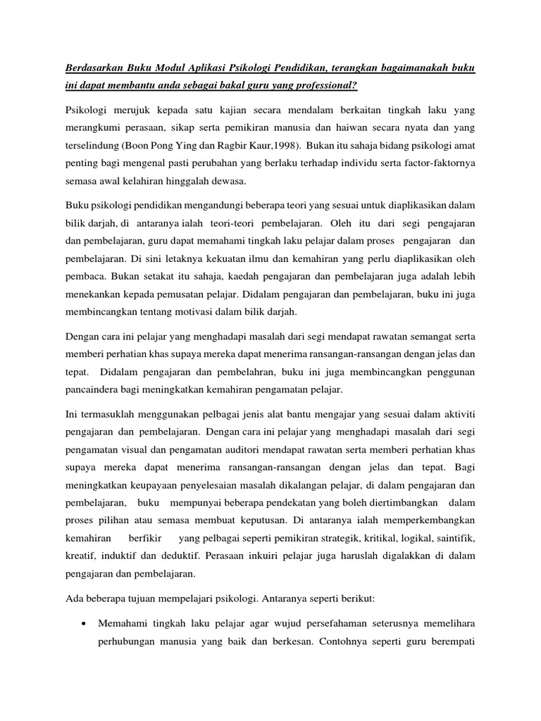 Manfaat Psikologi Pendidikan untuk Guru | PDF