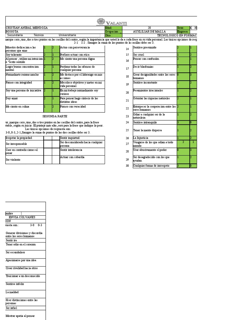 1 Valanti - Cuestionario | PDF