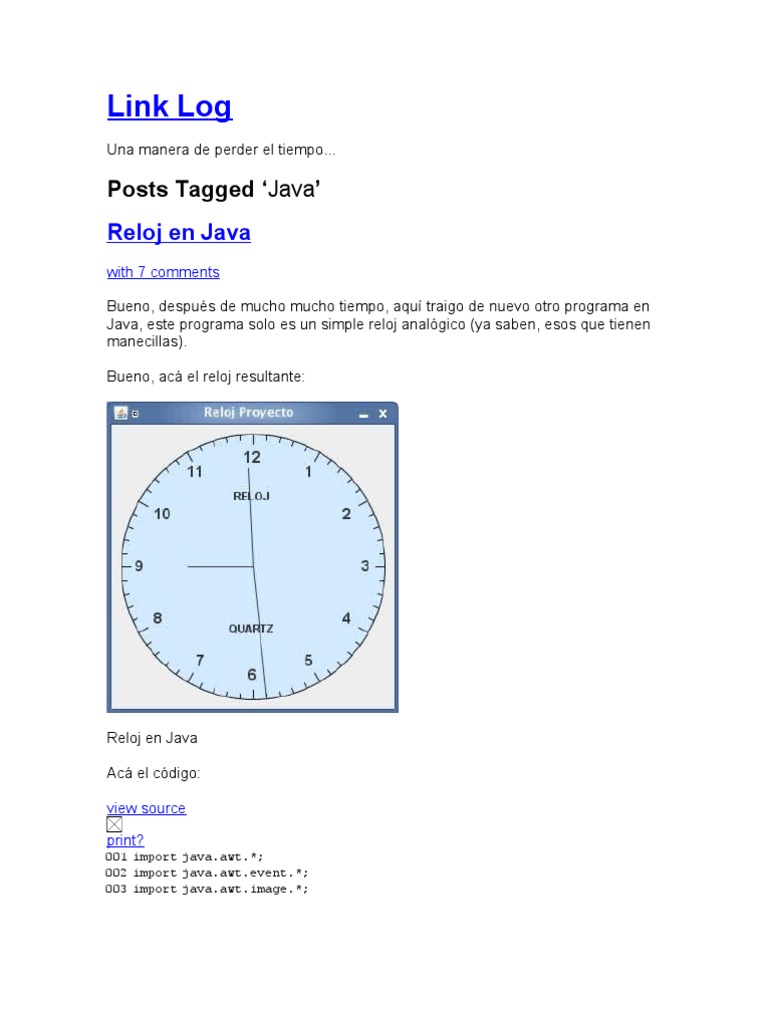 Reloj Java | PDF | Empresas de informática de los Estados Unidos | Java (lenguaje de programación)