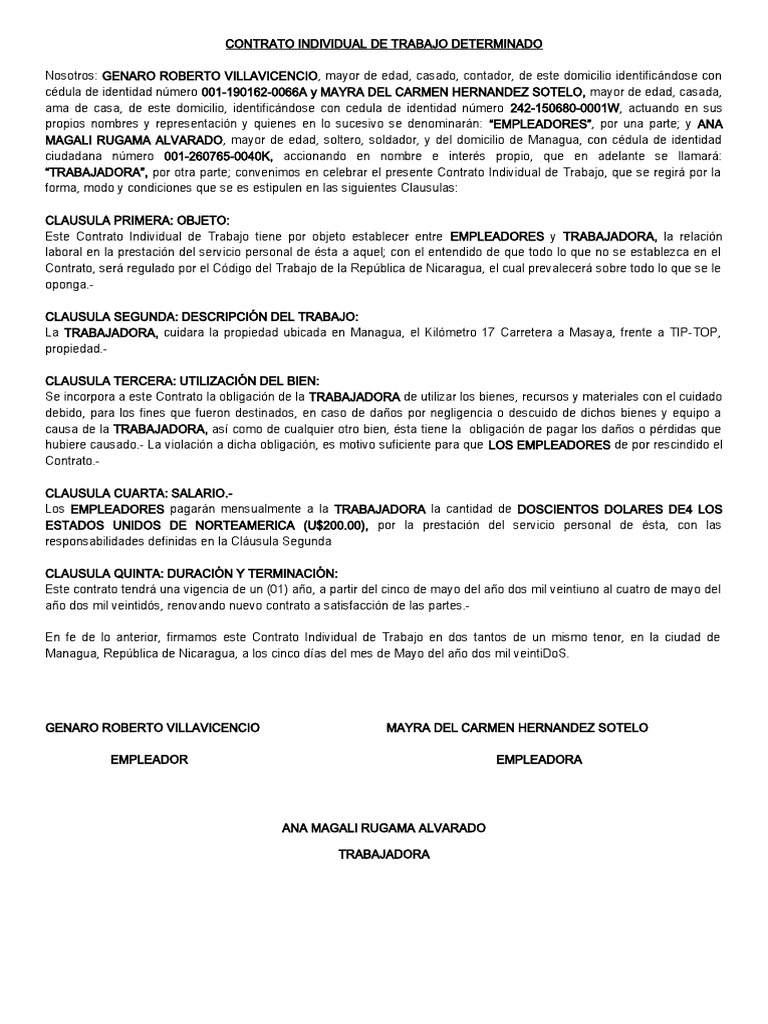 Contrato de Trabajo Determinado | PDF