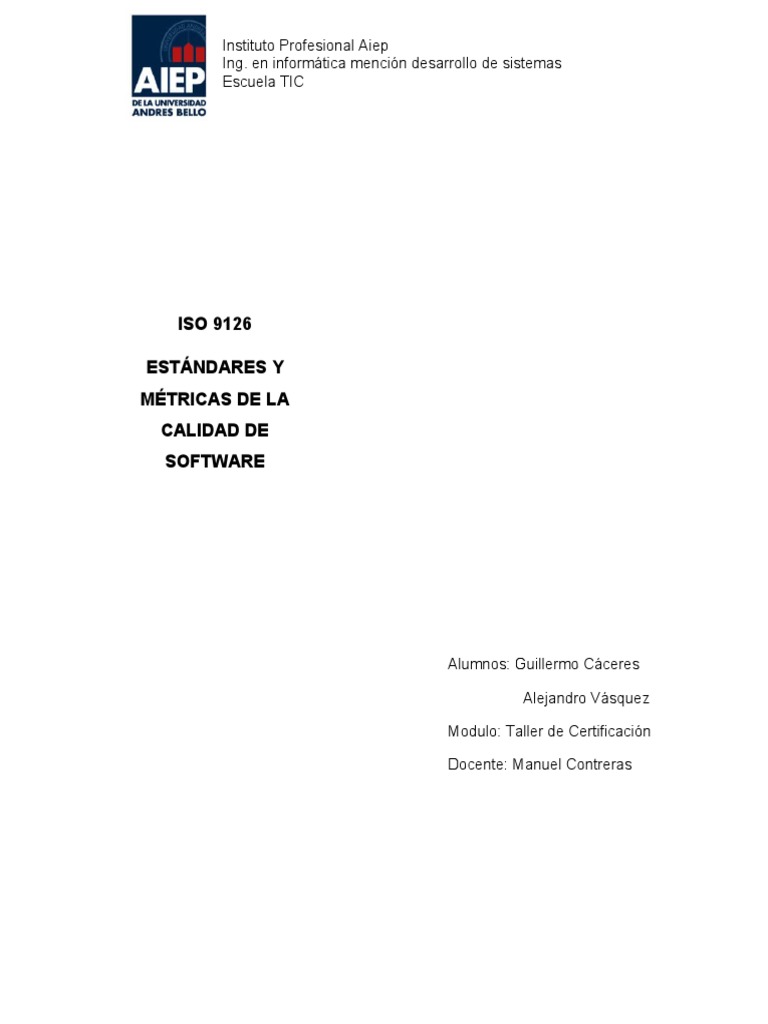 Informe Iso 9126 Estandar Calidad de Software | PDF | Software ...
