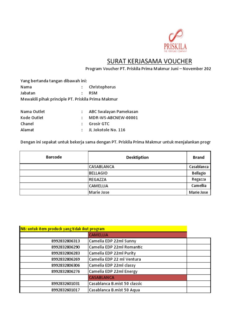 1) .Surat Kerja Program Voucher ABC.01 | PDF