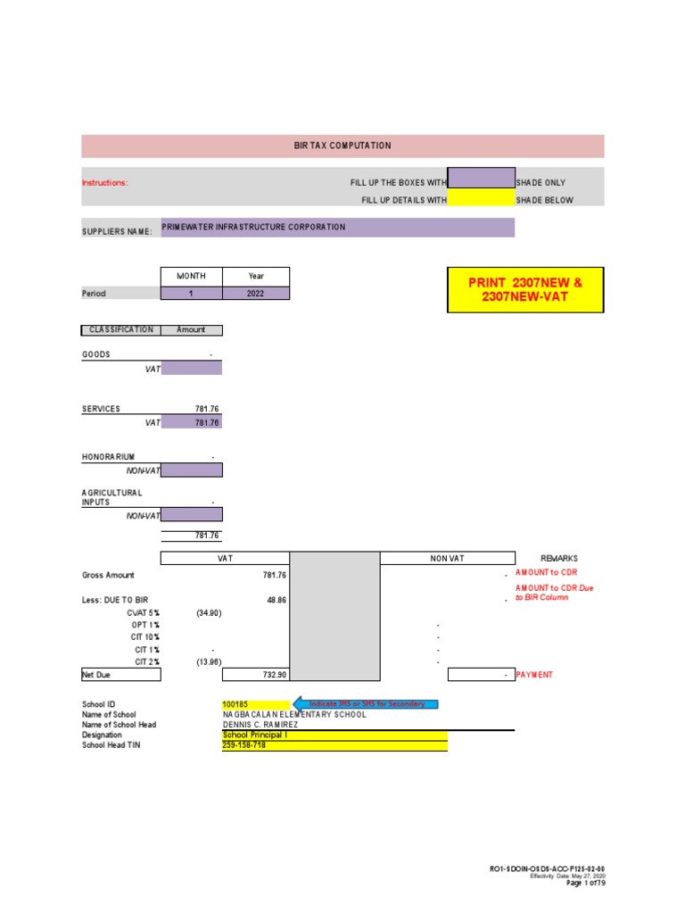 BIR Tax Computation for 2022 | PDF