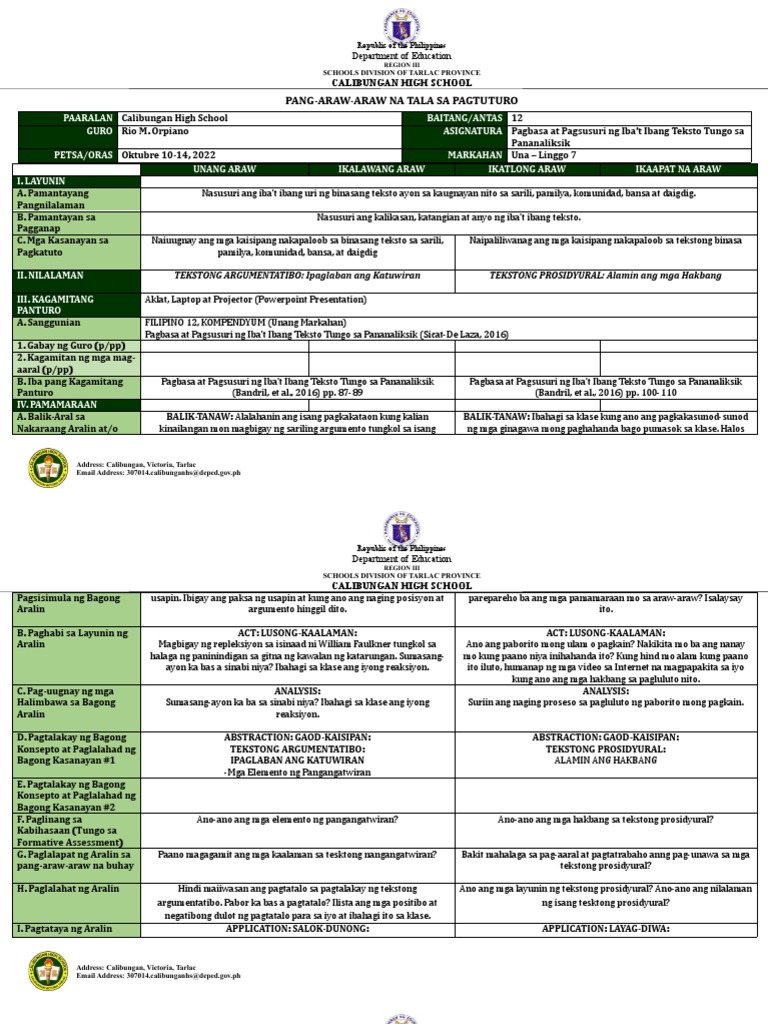 Pagbasa - Linggo 7 | PDF