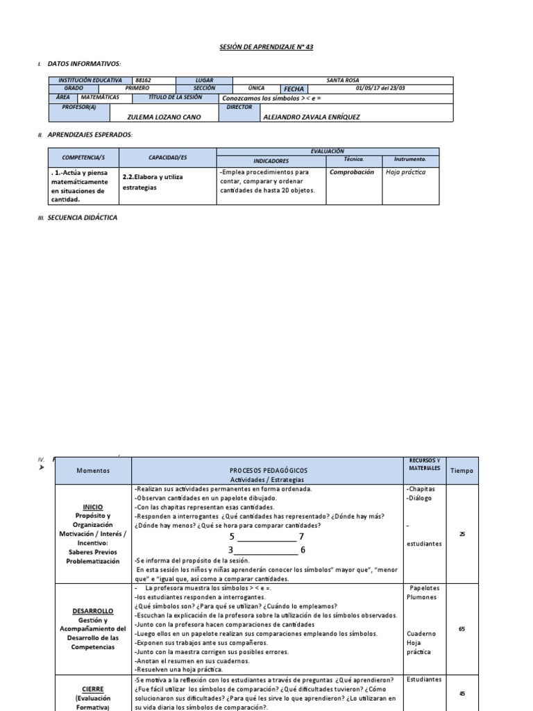 Sesion de Aprendizaje - 43 II | PDF | Maestros | Aprendizaje