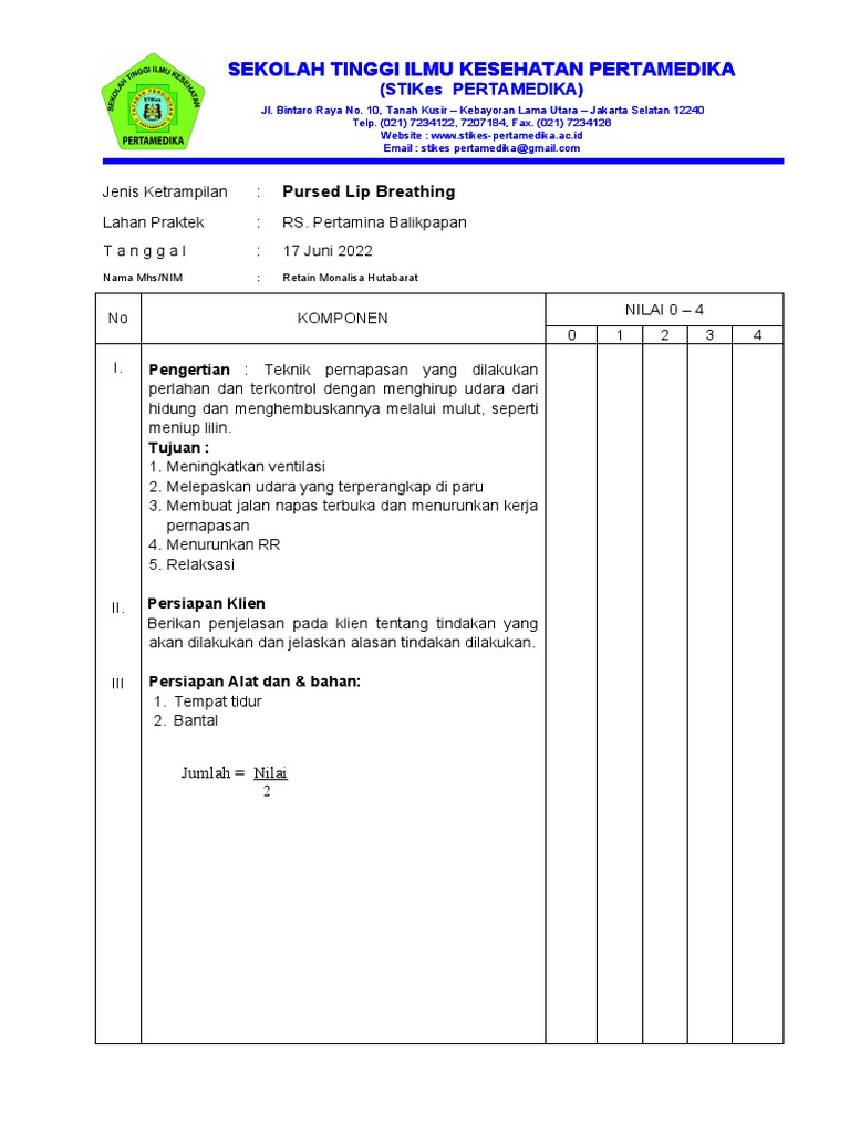 SOP Pursed Lip Breathing | PDF
