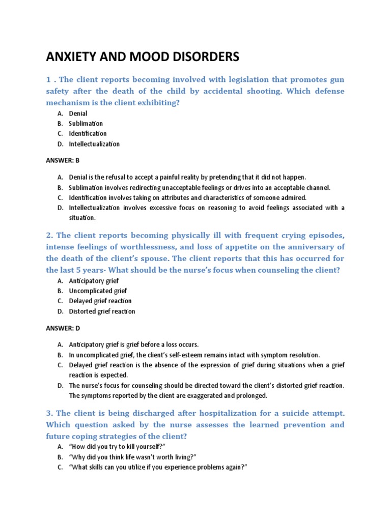 Mental Health Disorders Nclex Nursing Resources | PDF | Major ...