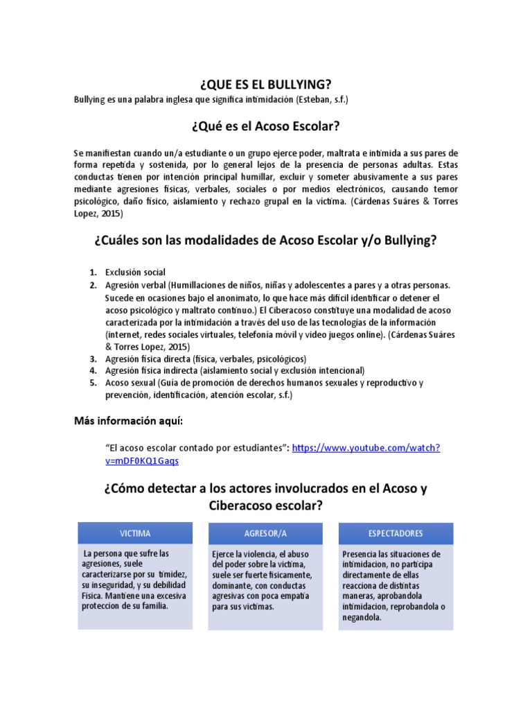 Bullying BROCHURE | PDF | Acoso cibernético | Intimidación